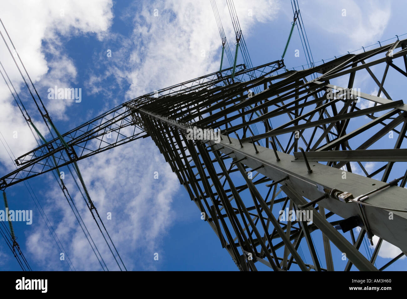 Electricity Tower with Powerlines Stock Photo - Alamy