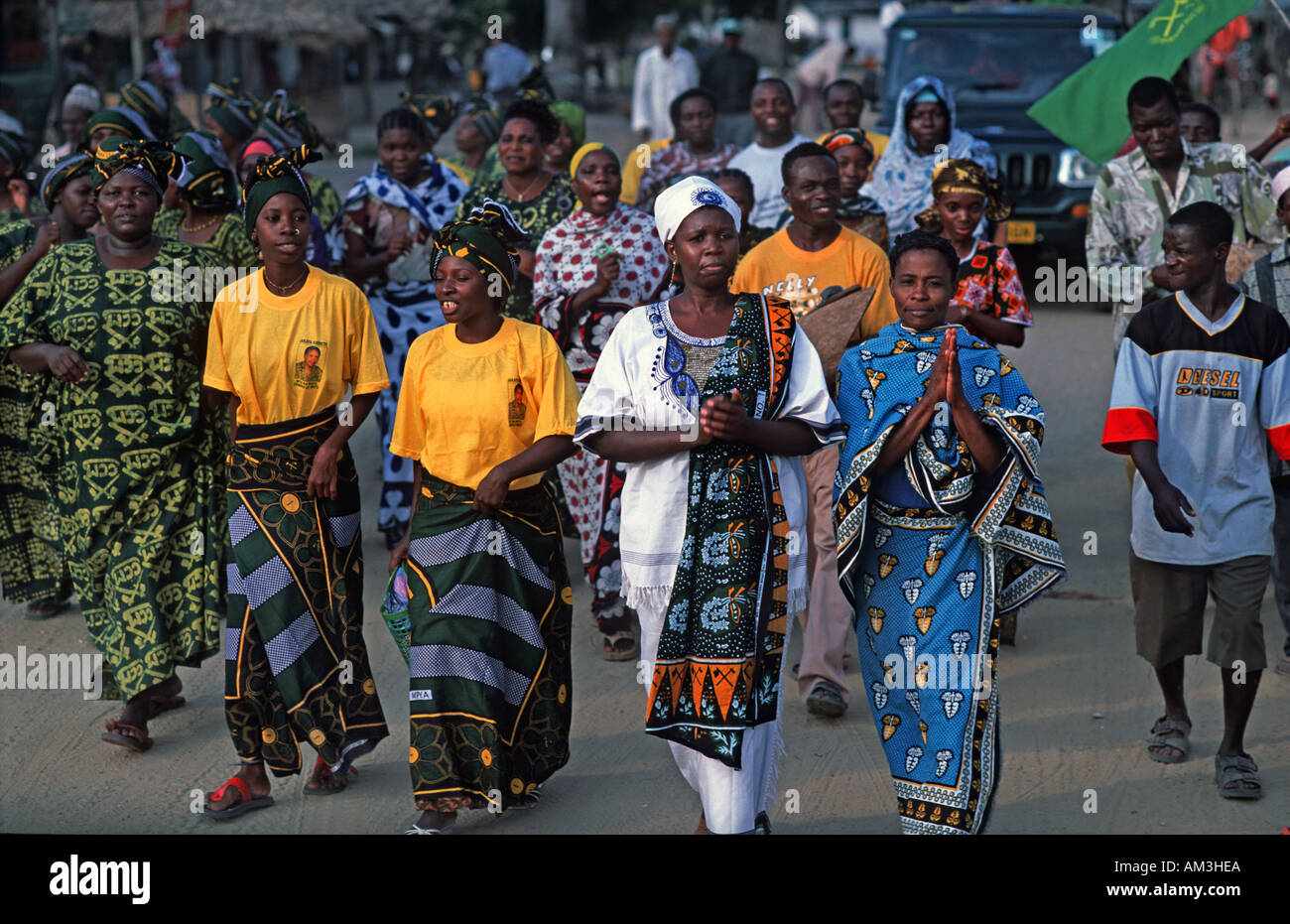 Villagers greeting a VIP arrival at Kilindoni arport Mafia island ...