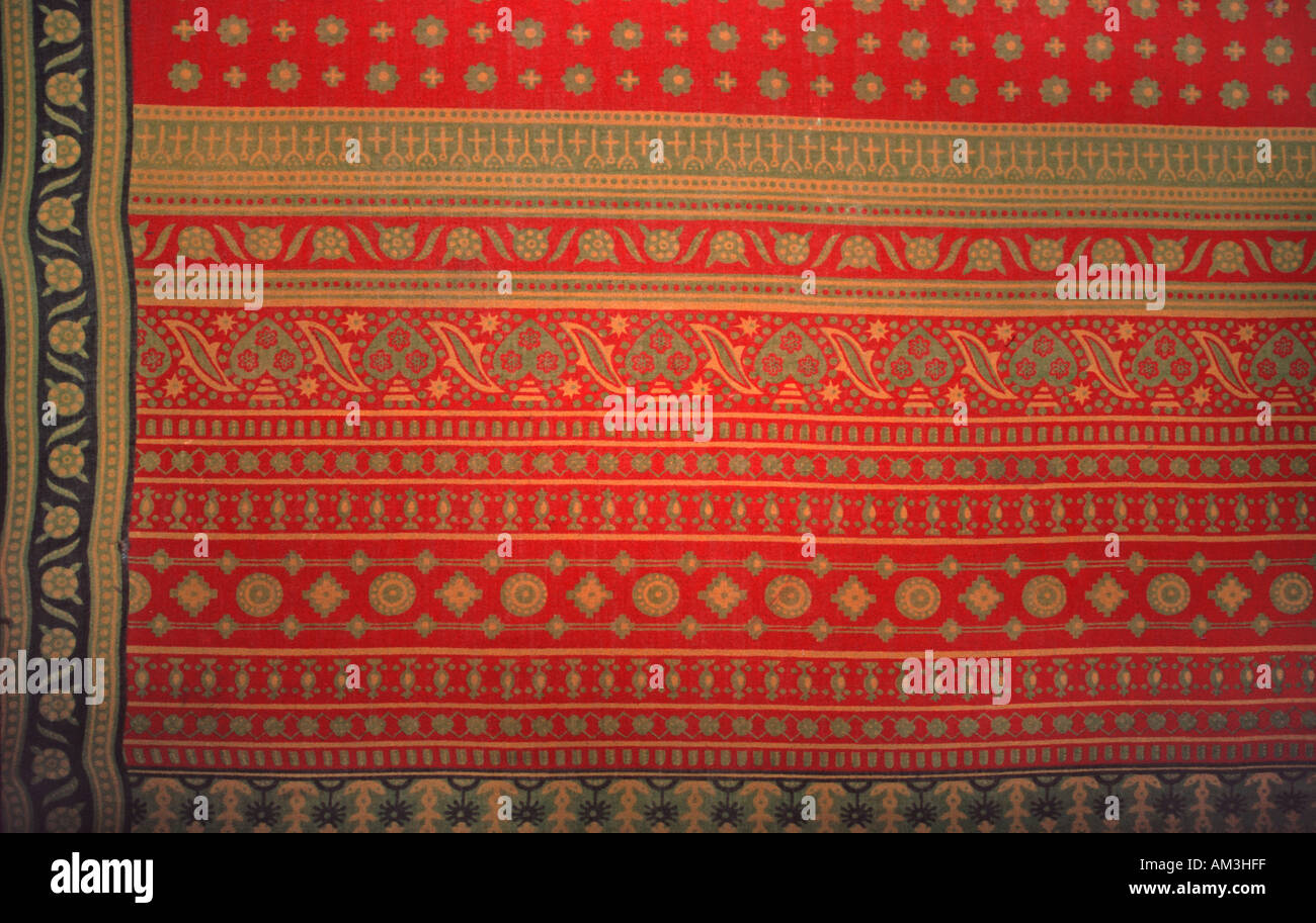 Detail of a colourful Tanzanian kanga cloth as worn by Tanzanian women ...