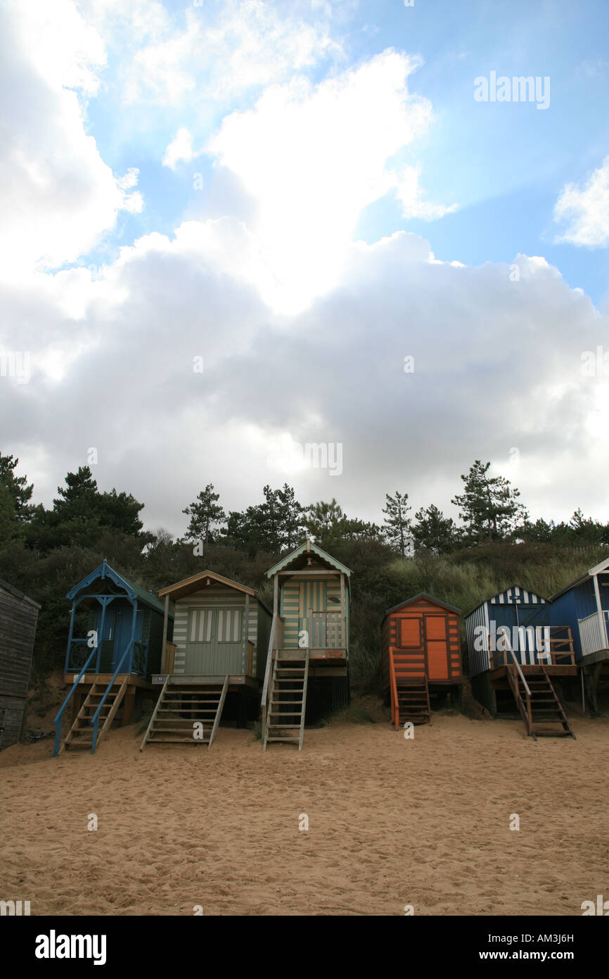 Striped Beach Huts. Wells next the Sea, Norfolk Stock Photo - Alamy