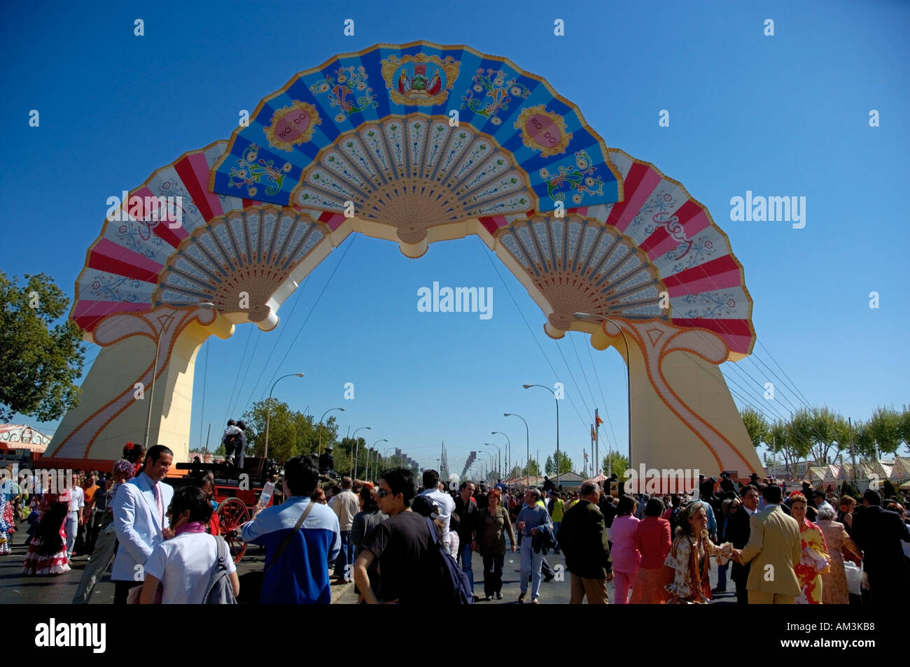 Main entrance gate to the Seville Spring Fair in the Los Remedios ...