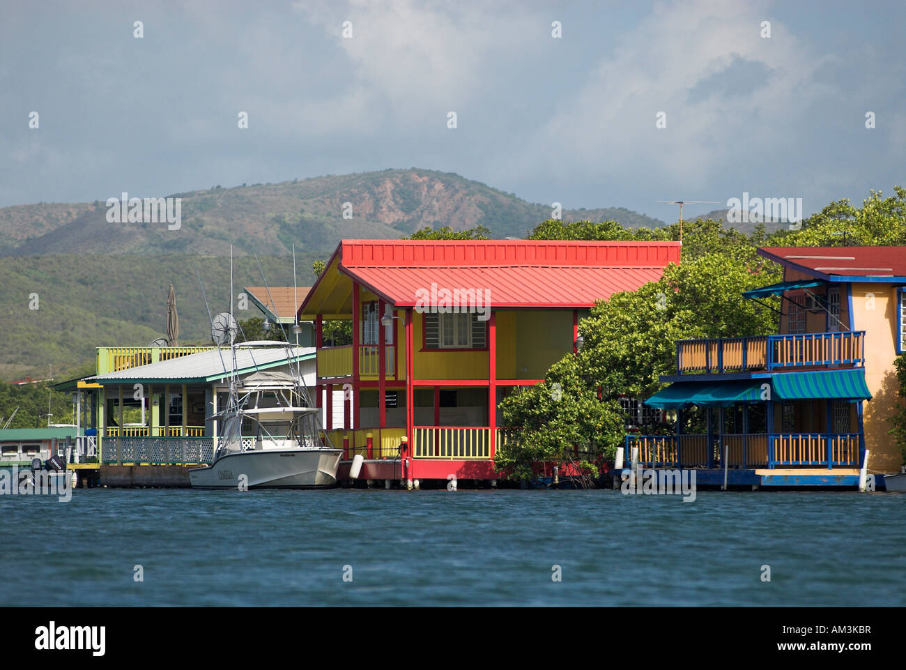 Wooden houses in the bay of Parguera Puerto Rico Stock Photo - Alamy