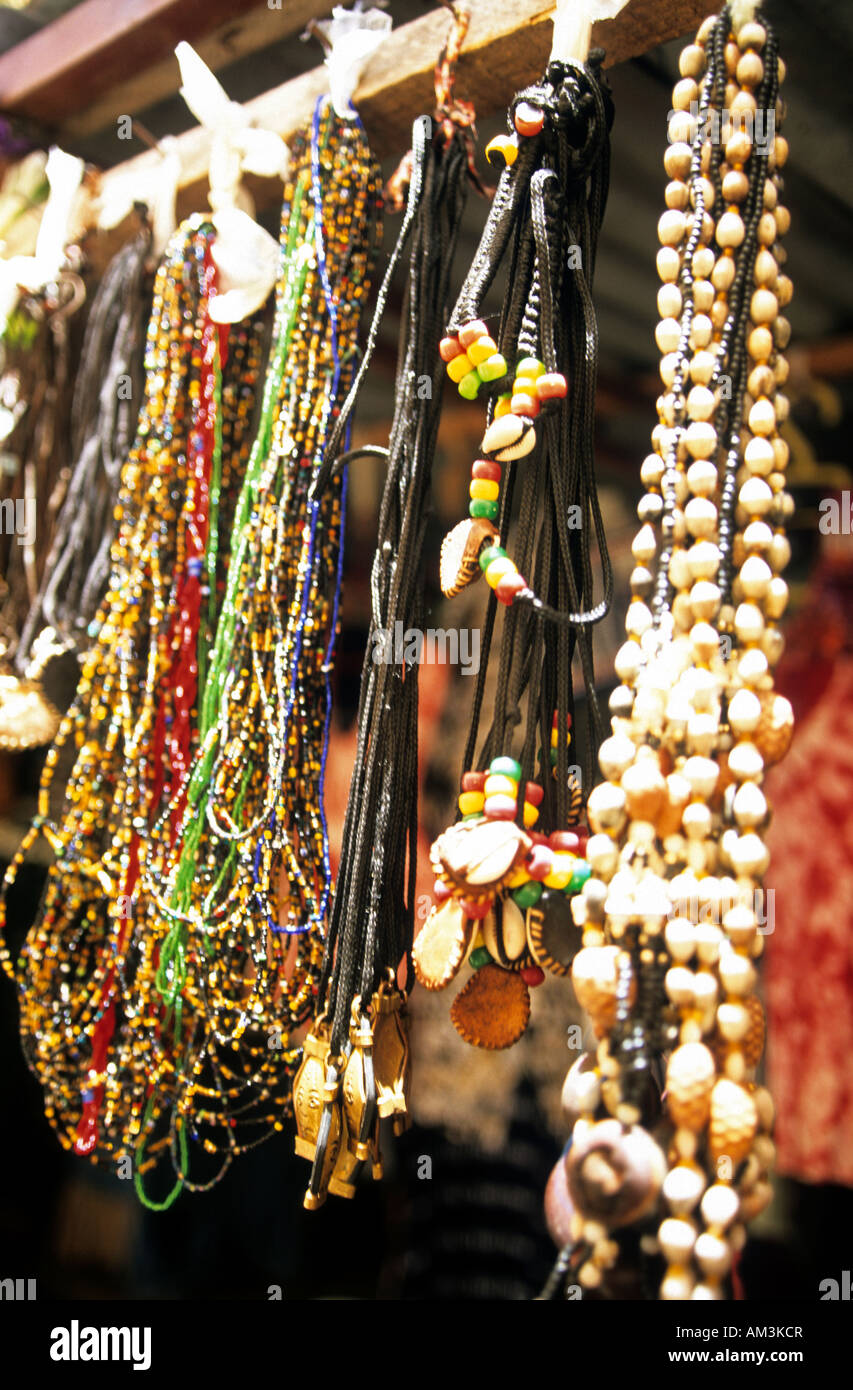 west africa gambia banjul market a stall selling beads Stock Photo - Alamy