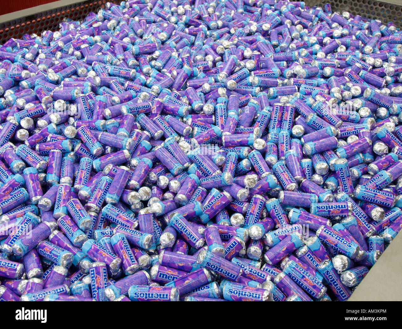 Many mini Mentos rolls in the candy factory in Breda the Netherlands ...