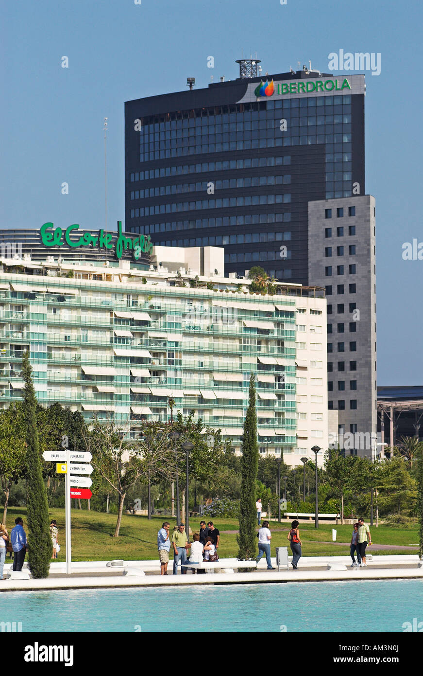 Modern residential quarter and El Corte Ingles shopping mall, City of ...