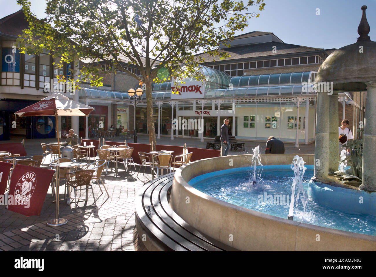 Culver square colchester with Costa coffee outside area and fountain ...