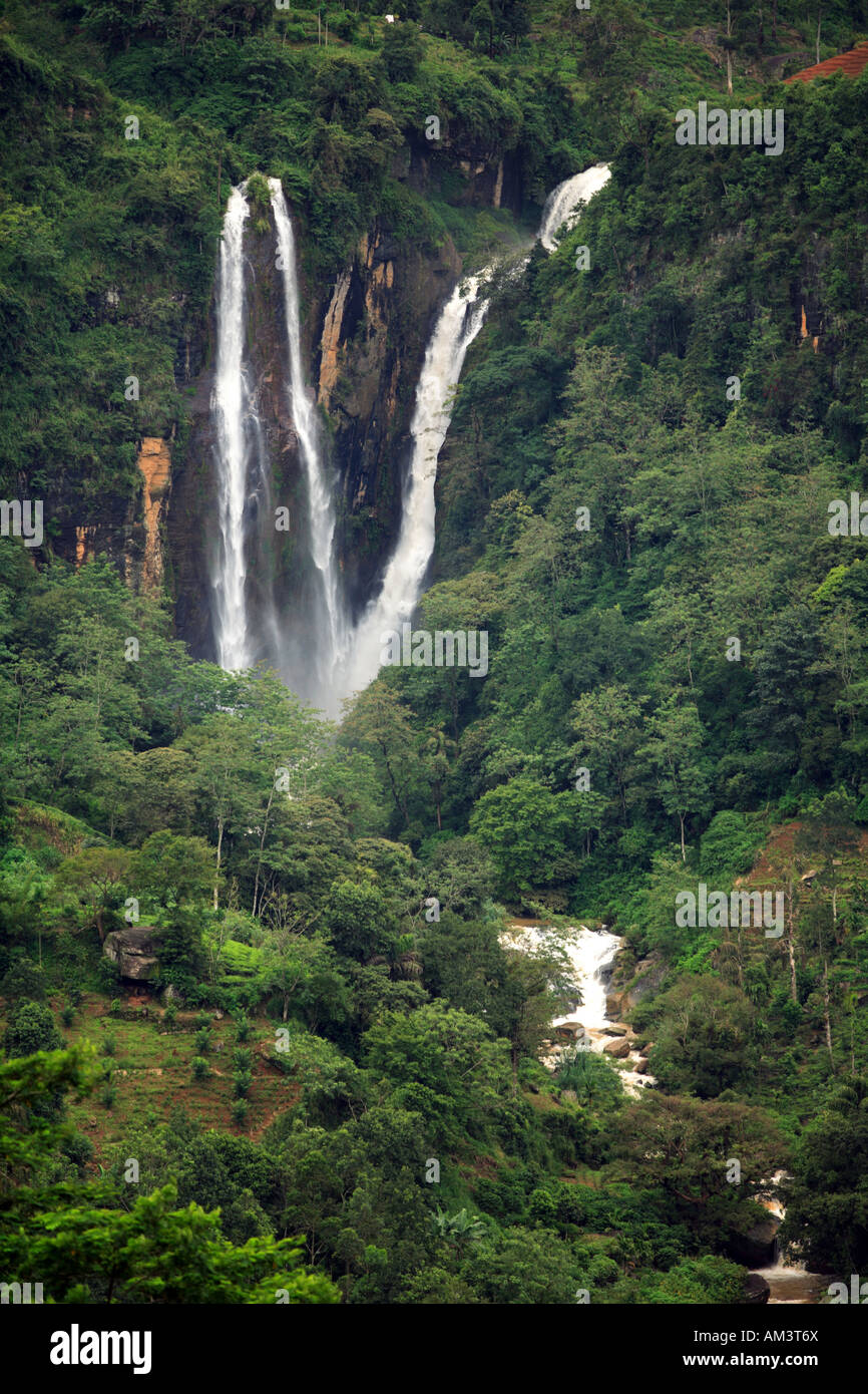 One of Sri Lanka s numerous great waterfalls in the tea growing hill ...