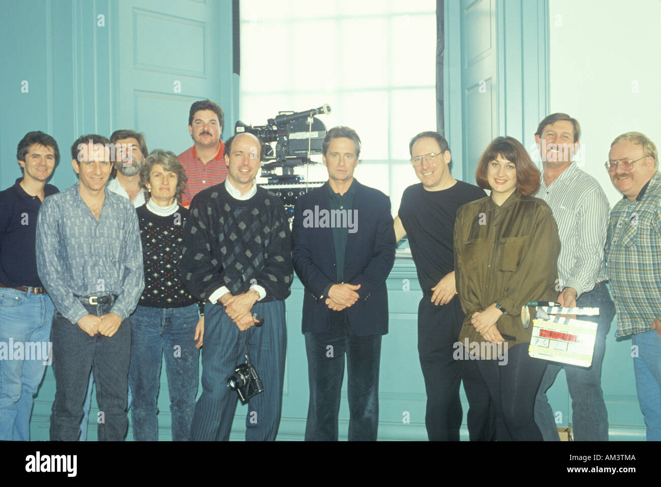 Photographer Producer Joe Sohm standing with film star Michael Douglas ...