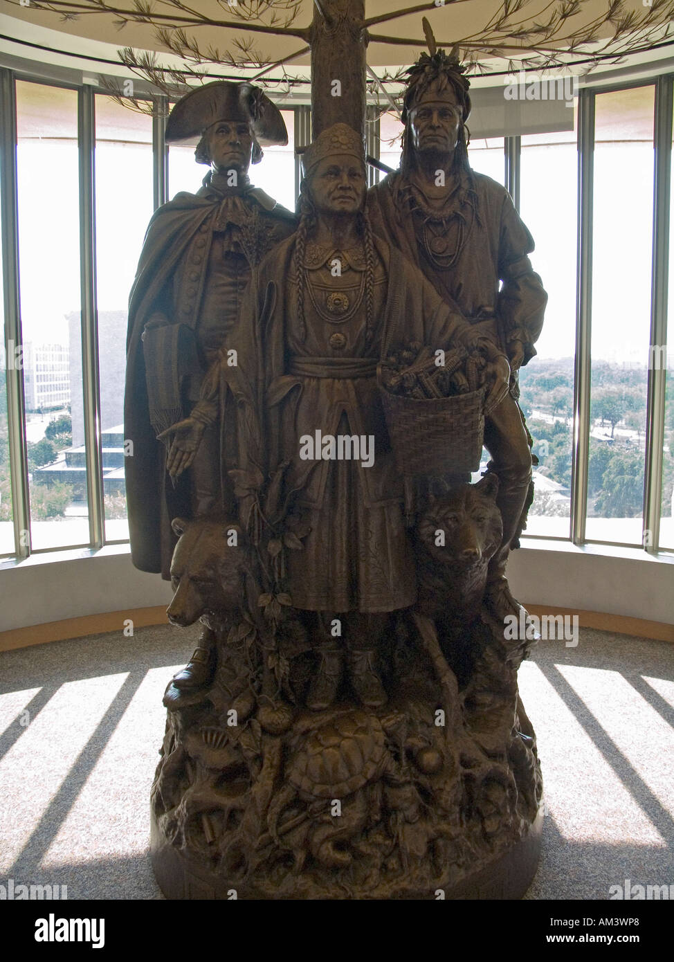 Statue of George Washington and Native Americans symbolizing the ...