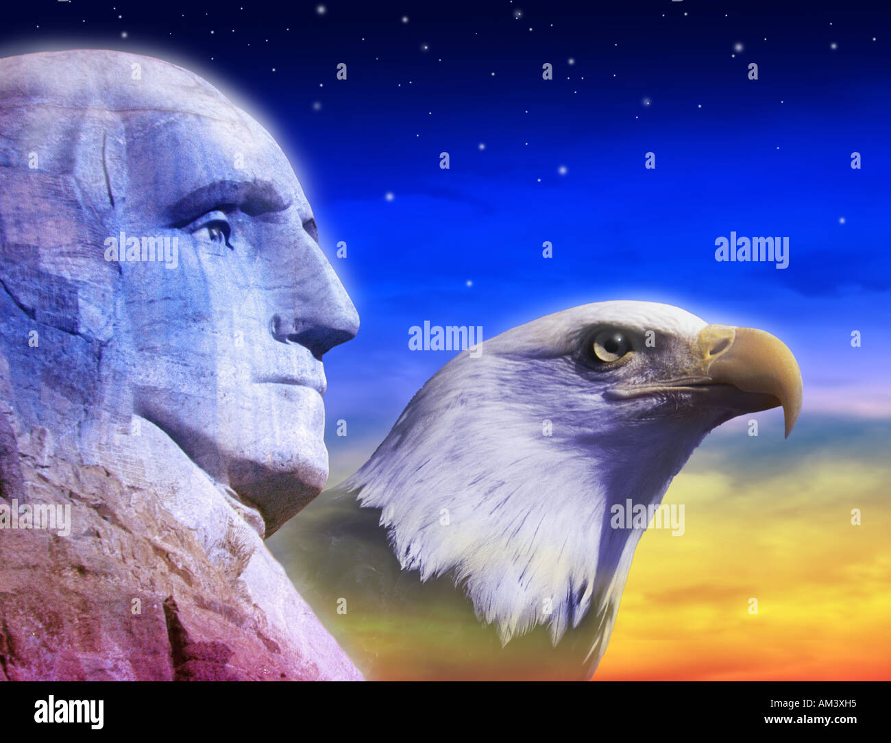 Profile of President George Washington and American eagle Stock Photo ...
