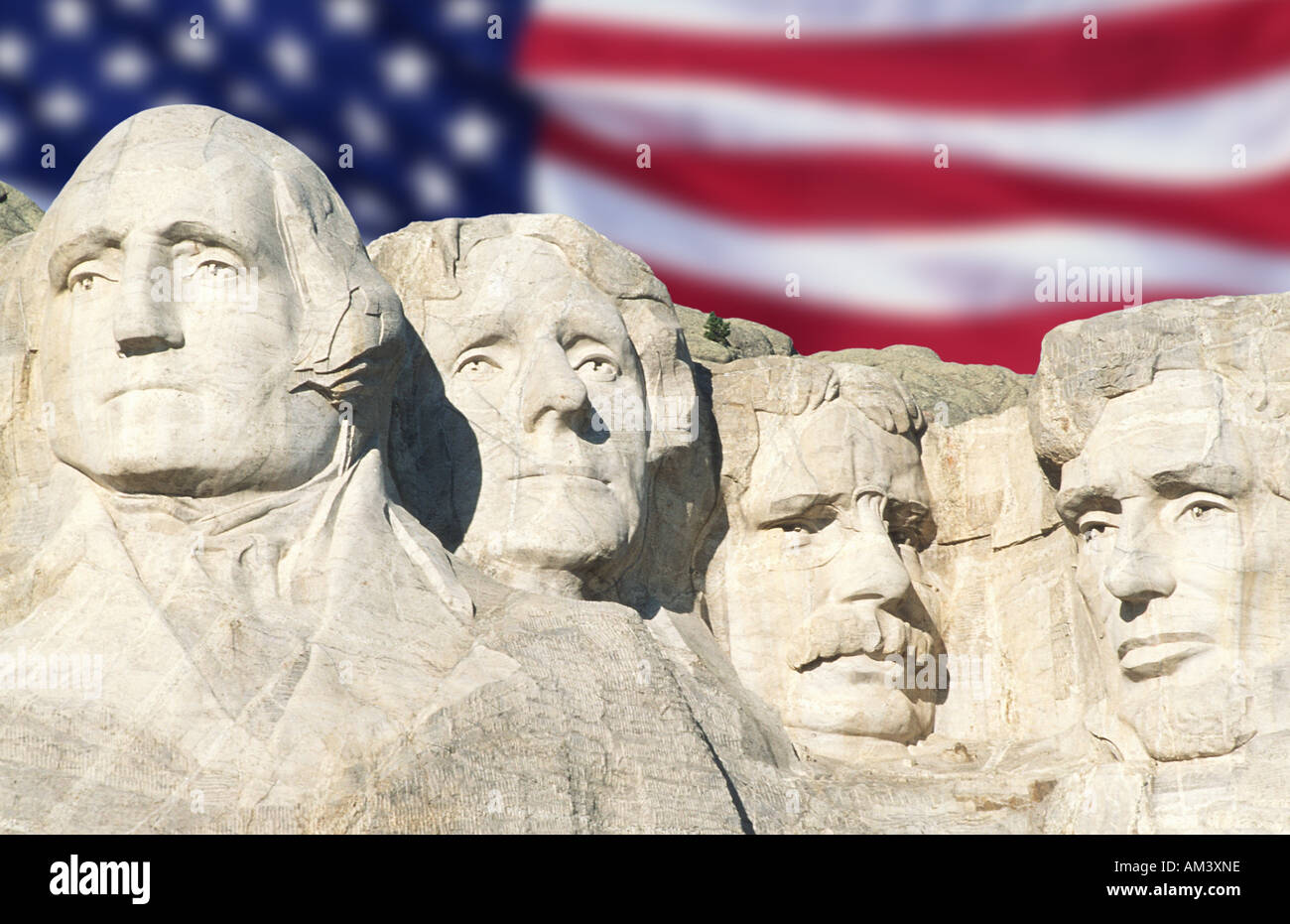 American flag behind Mount Rushmore Stock Photo - Alamy