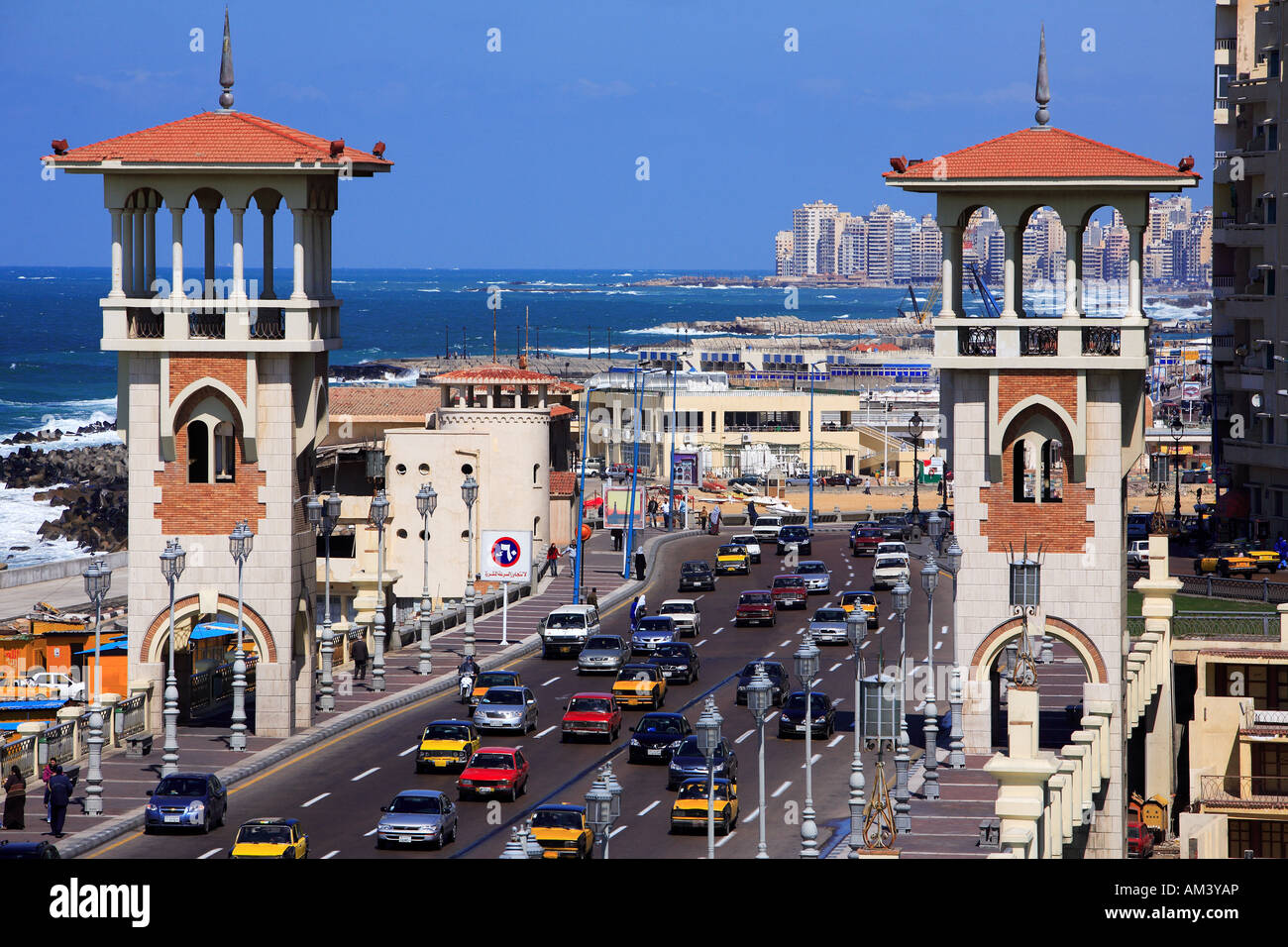 Egypt, the Mediterranean coast, Alexandria, Stanly Bridge Stock Photo ...