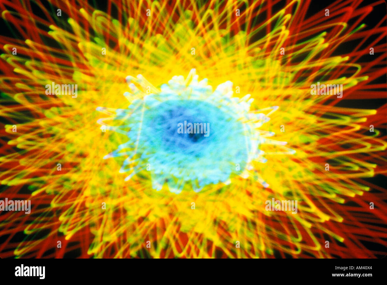 A glowing explosion pattern of yellow laser light Stock Photo - Alamy