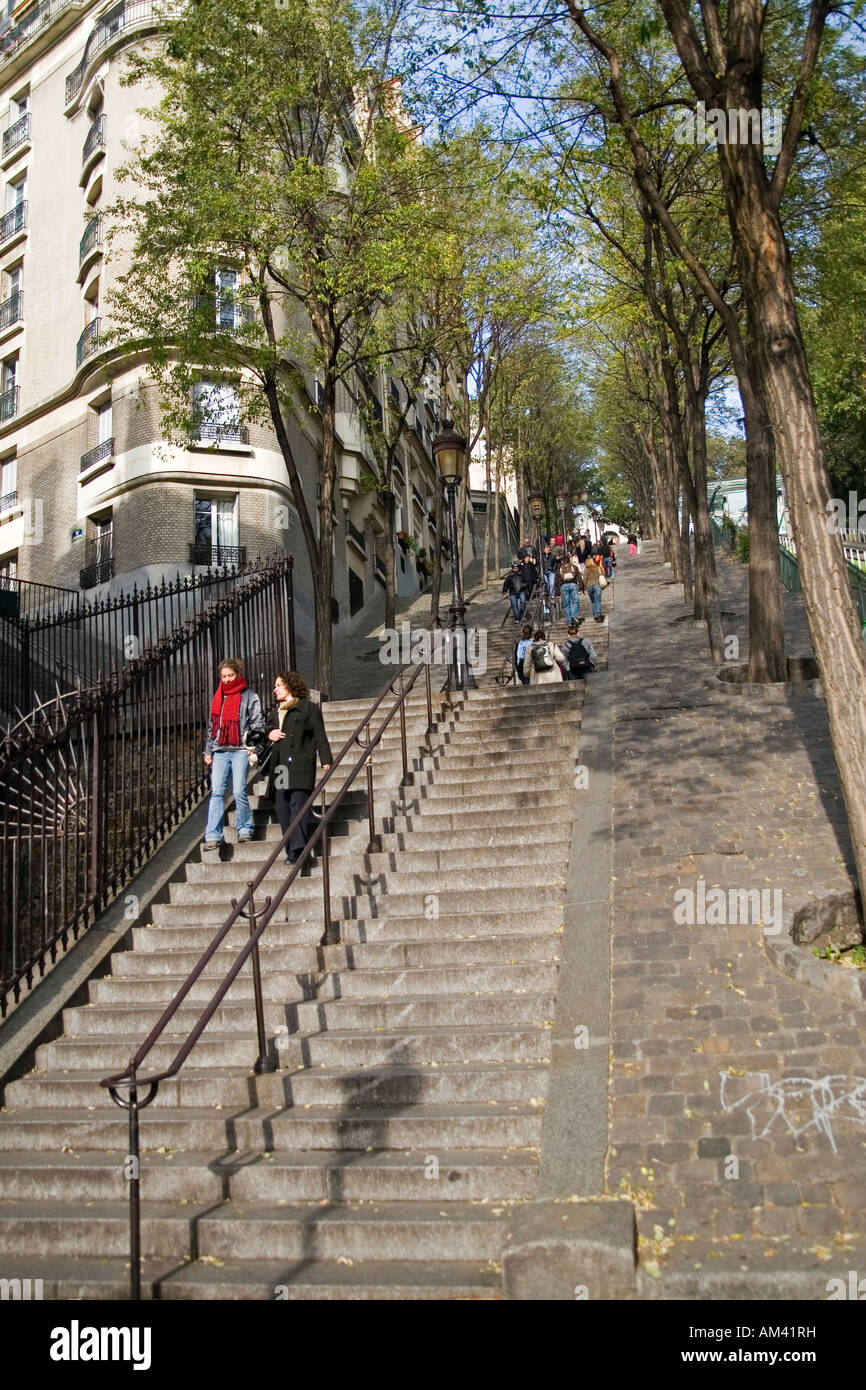 The long stairs at Montmartre Paris France Stock Photo - Alamy