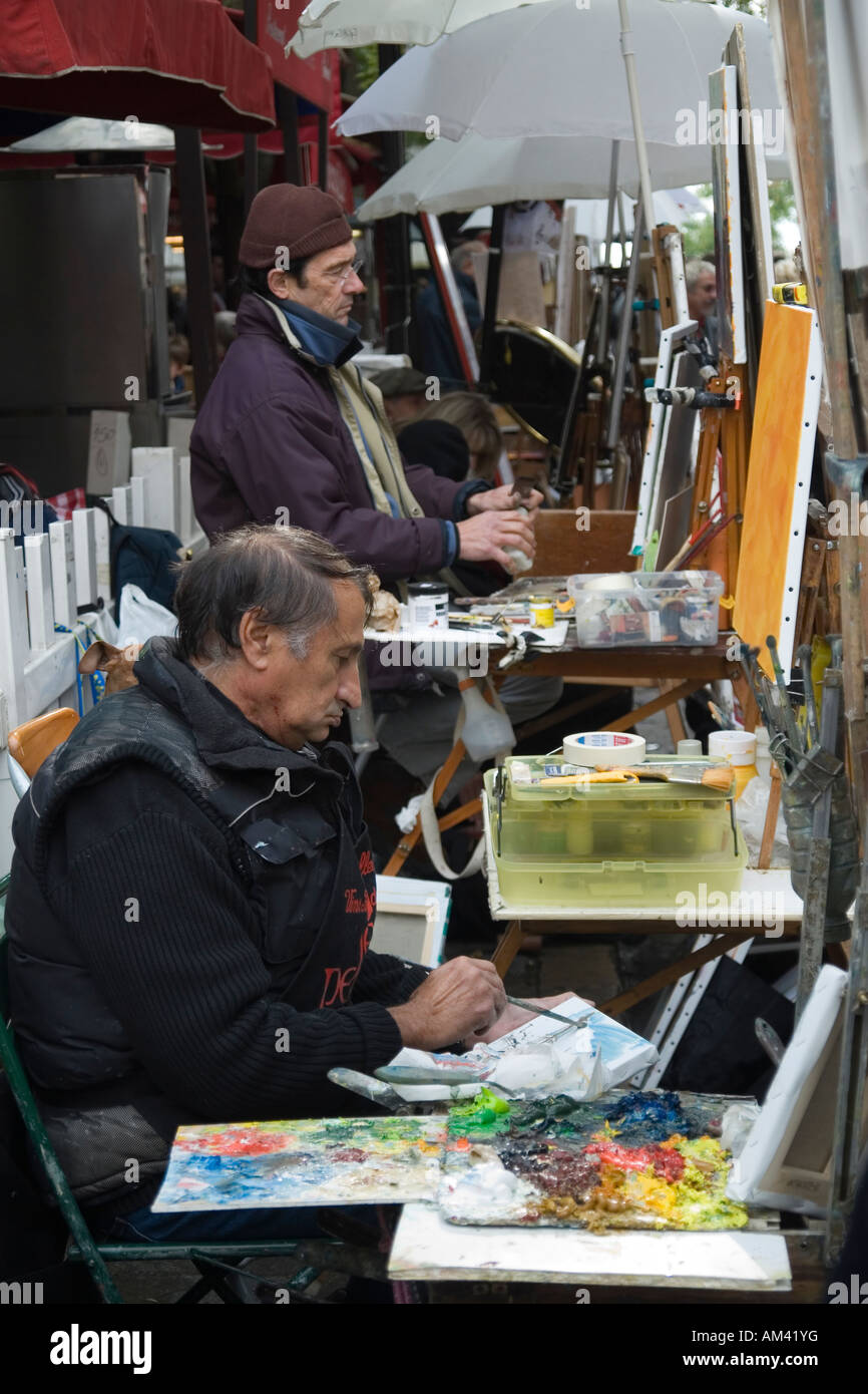Painters at work at Place du Tertre Montmartre Paris France Stock Photo ...