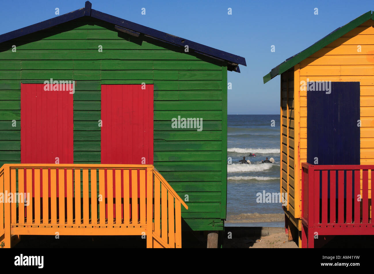 South Africa, Cape Peninsula, Muizenberg, beach huts Stock Photo - Alamy