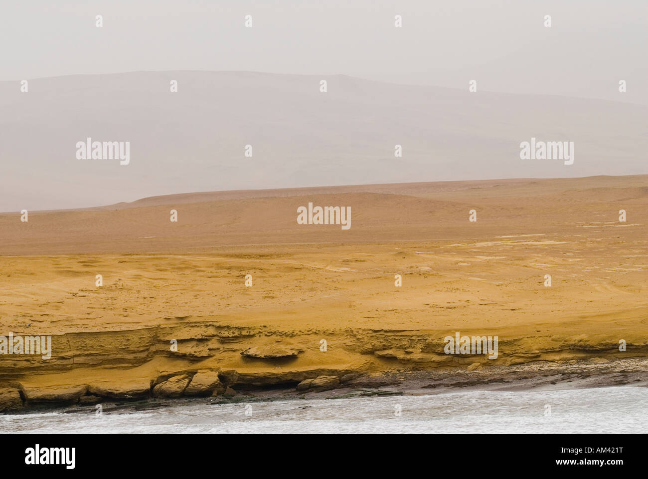 Coastal Fog over Desert on the Peruvian coast Paracas national Park ...