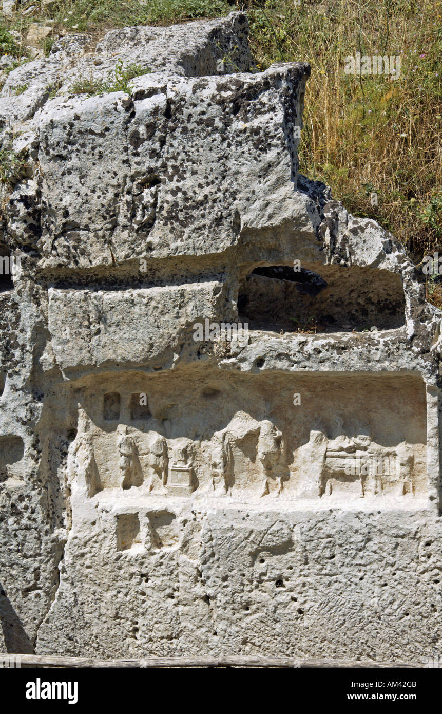 catacomb engravings of a sacrifice scene in the stone quarry at Arkai ...