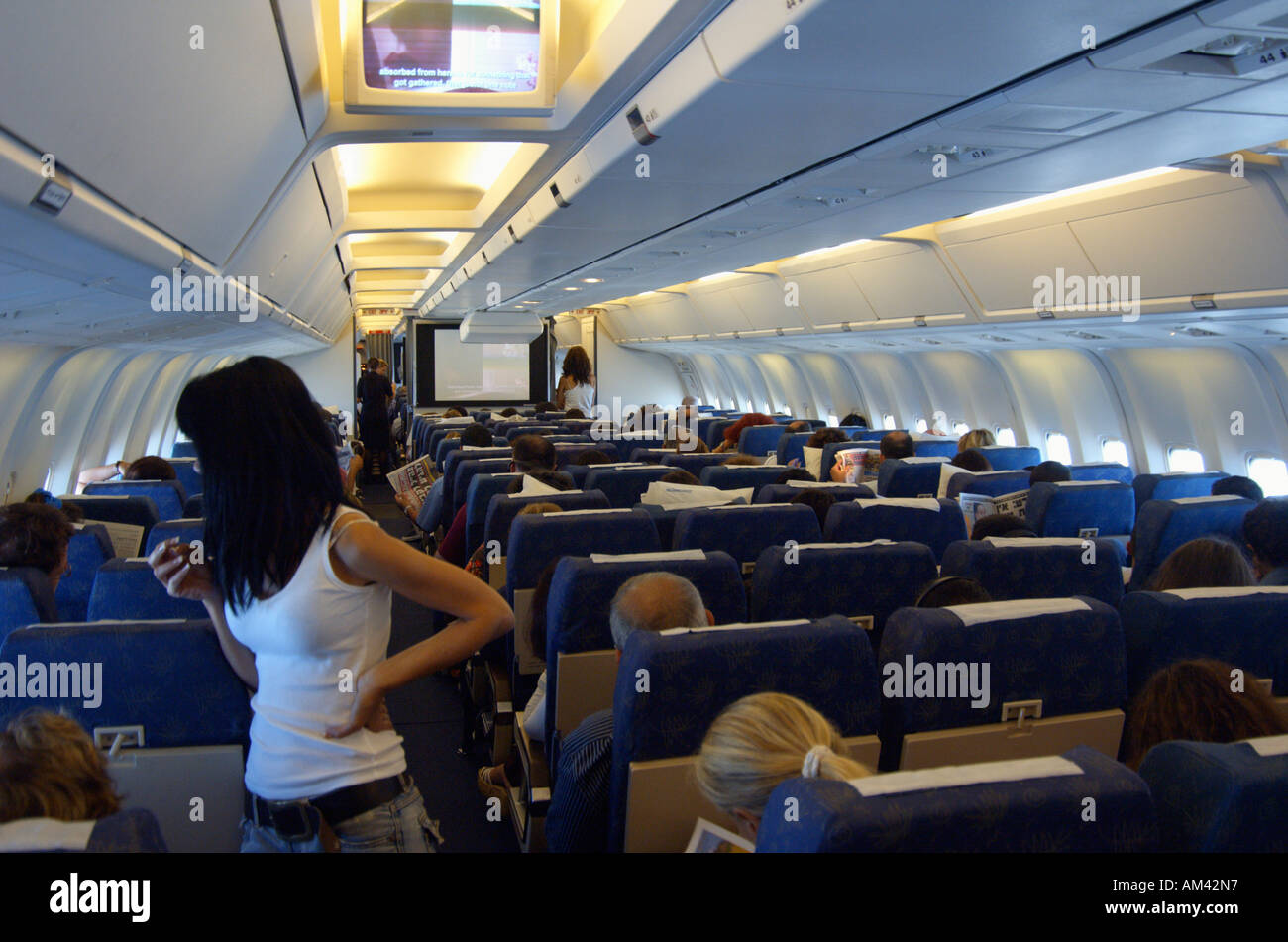 on board a commercial flight Stock Photo - Alamy