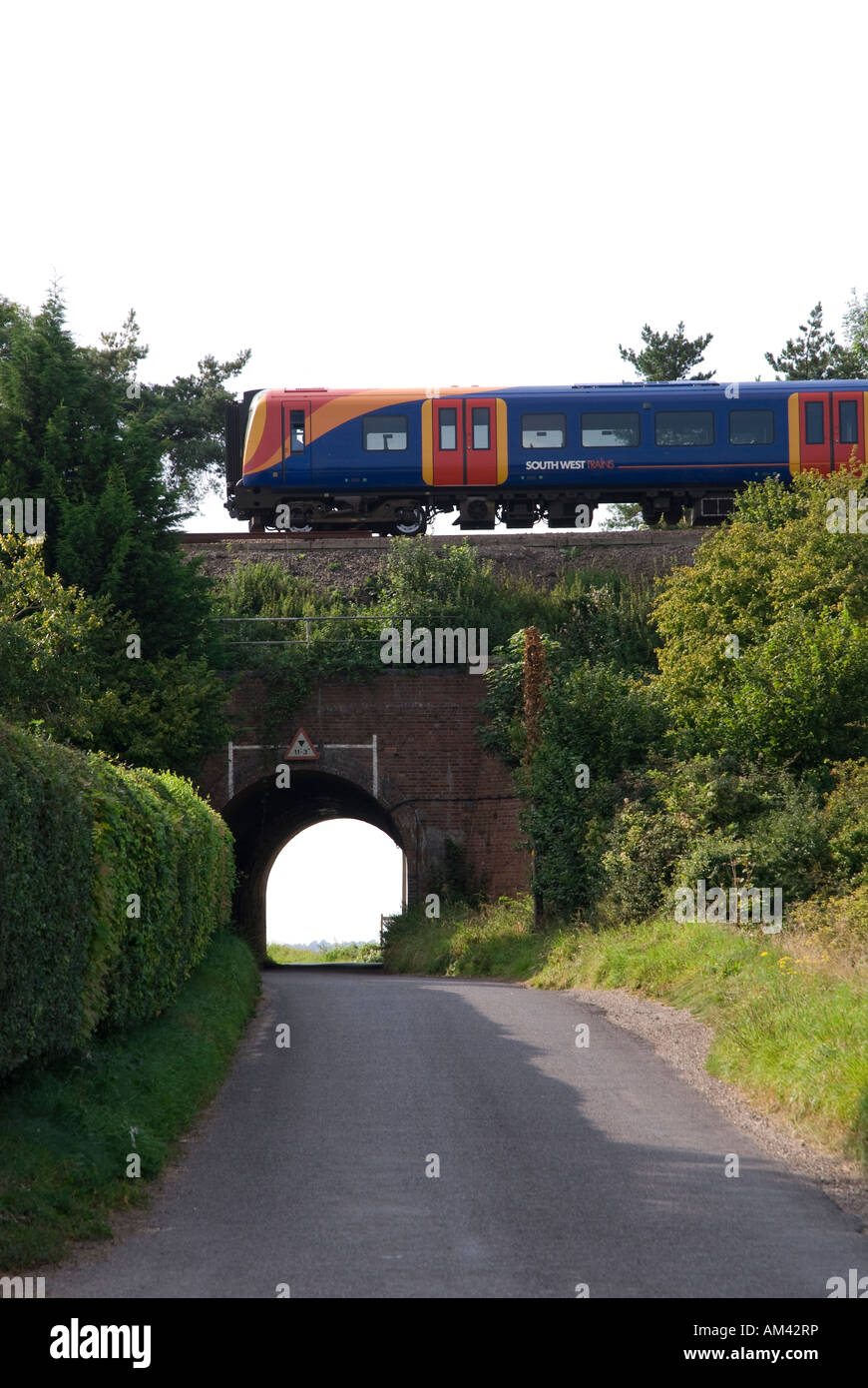 train over railway bridge Stock Photo - Alamy