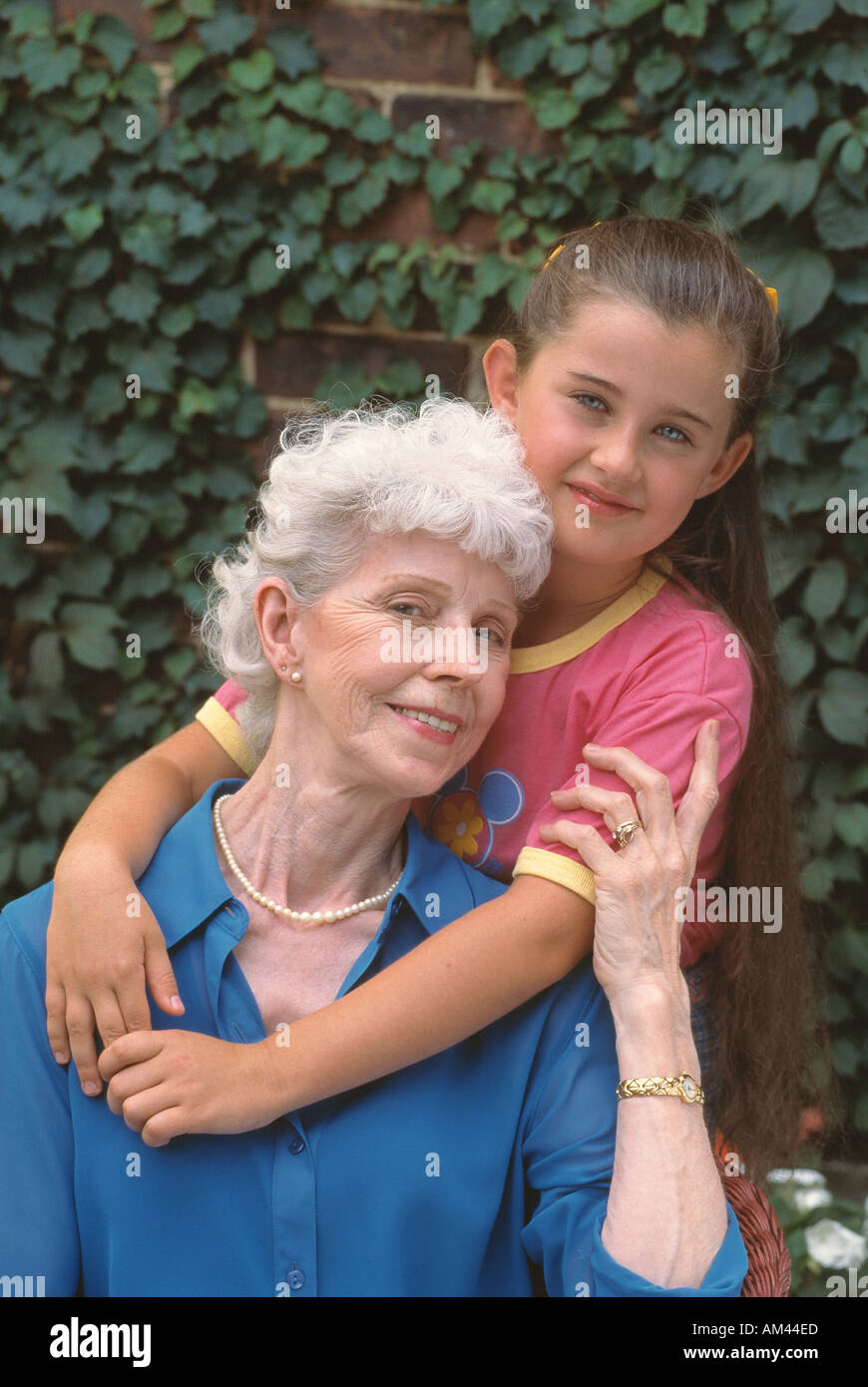 Senior and little girl Stock Photo - Alamy