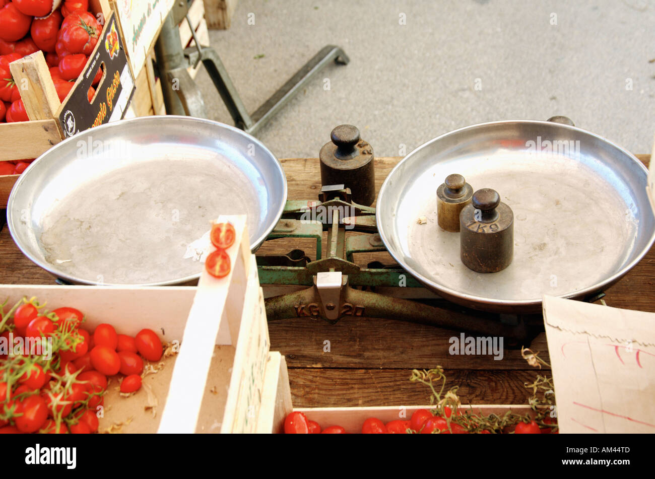 old style scale at the Food market at Palazzolo Acreide on the Monti ...