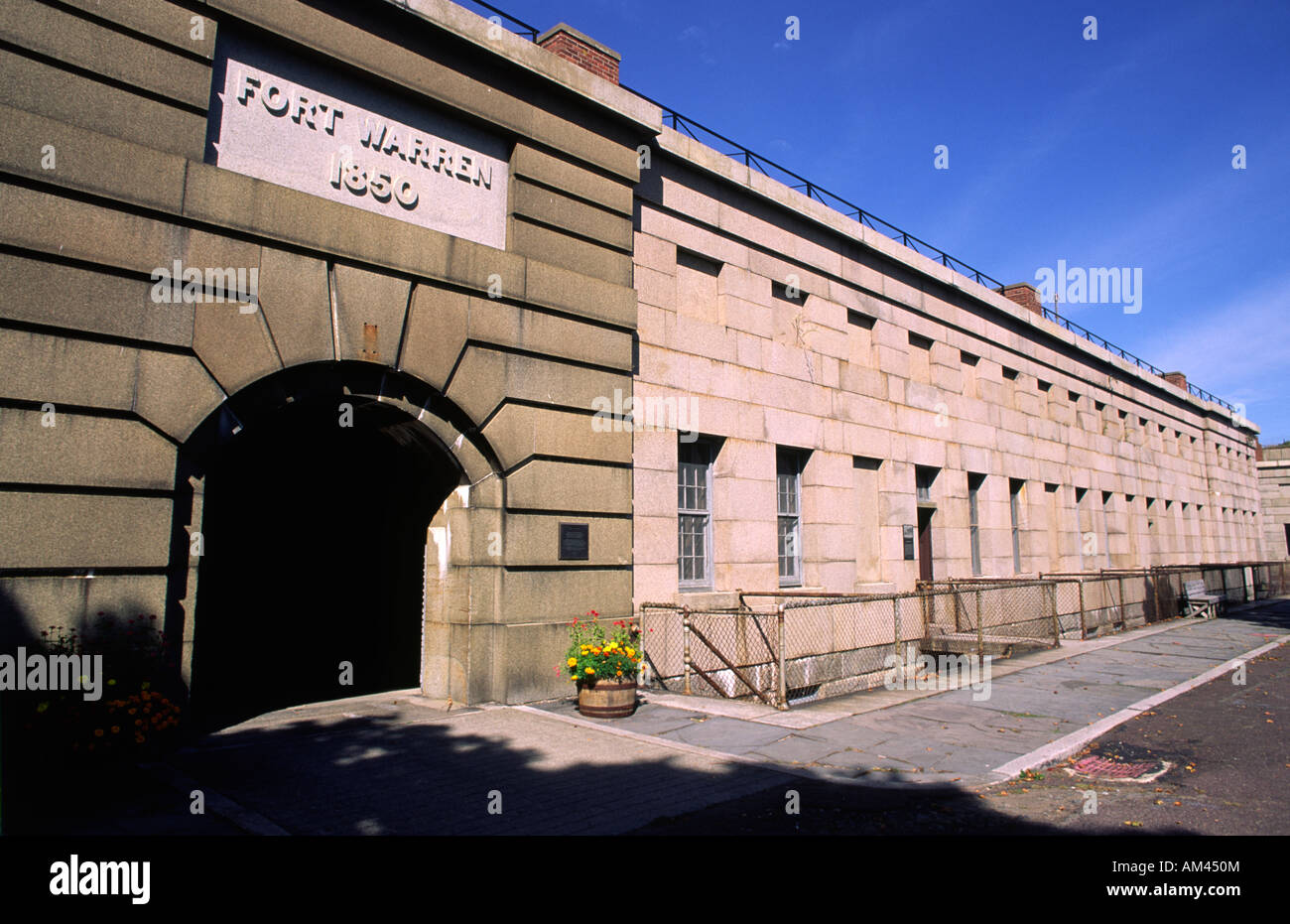 Arched entrance to the civil war era Fort Warren on Georges Island in ...