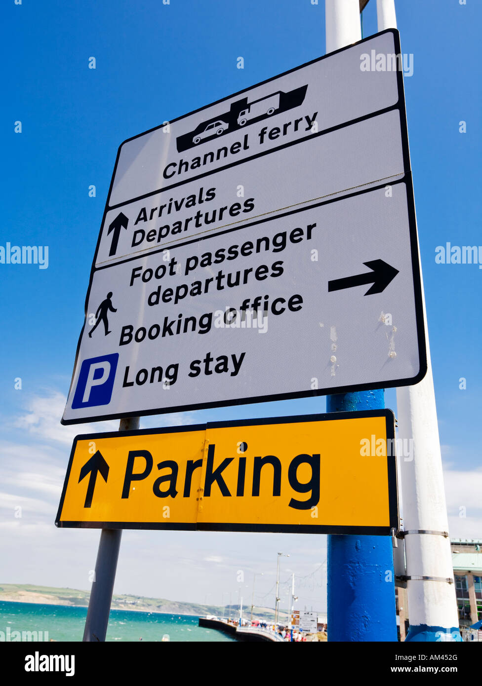 Weymouth channel ferry sign Weymouth Harbour Dorset UK Stock Photo - Alamy