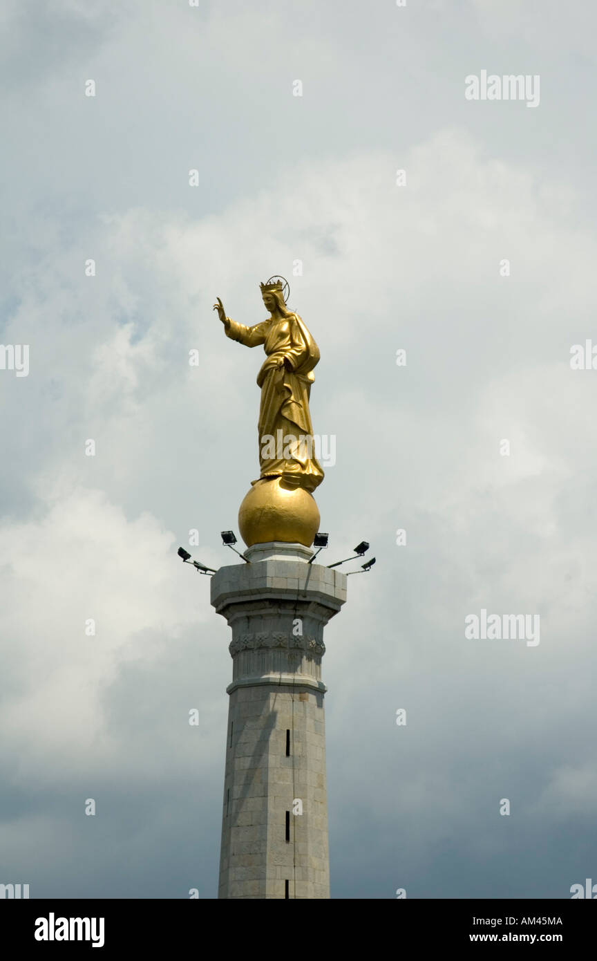 The Virgin Mary statue at the entrance to the port of Messina at ...
