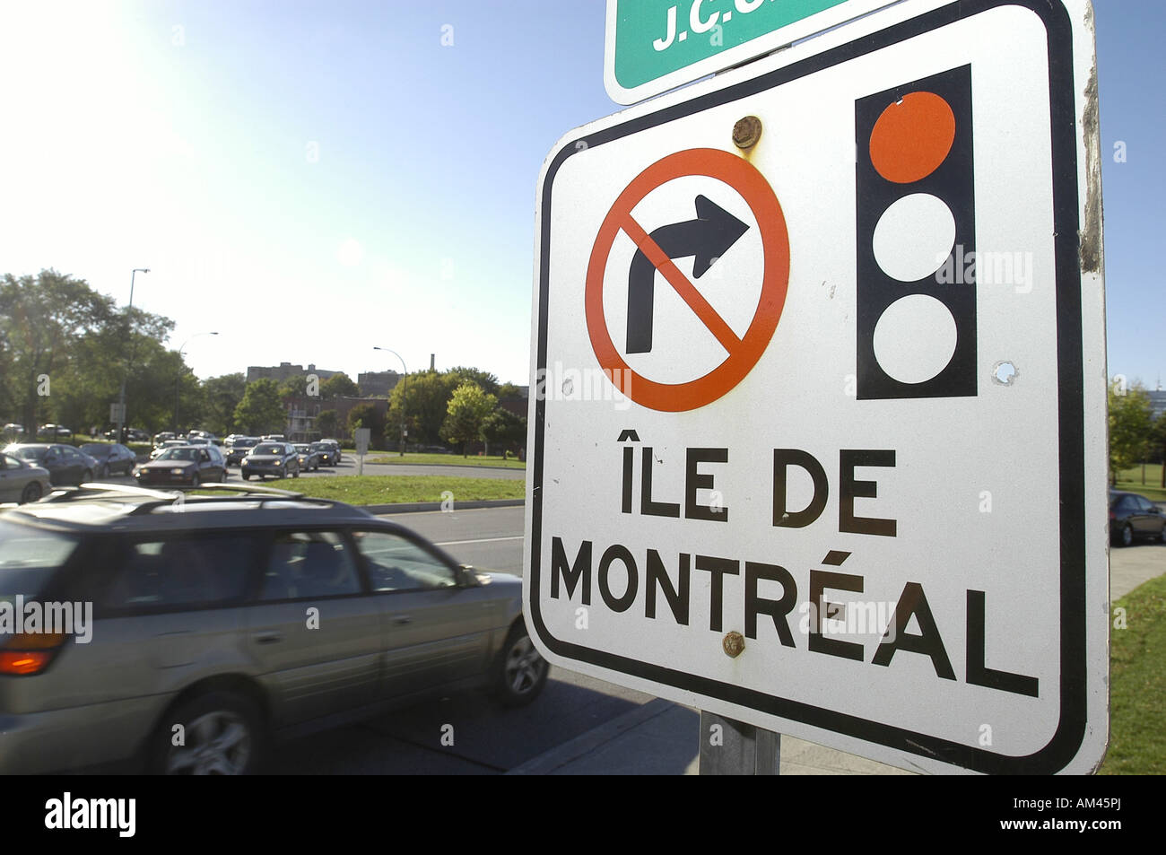 Canadian left turn road sign hi-res stock photography and images - Alamy