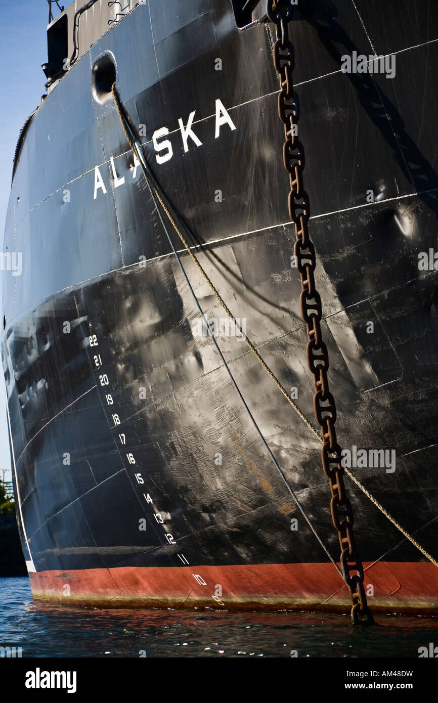 Black ship hull anchored at Port of Seattle Stock Photo - Alamy