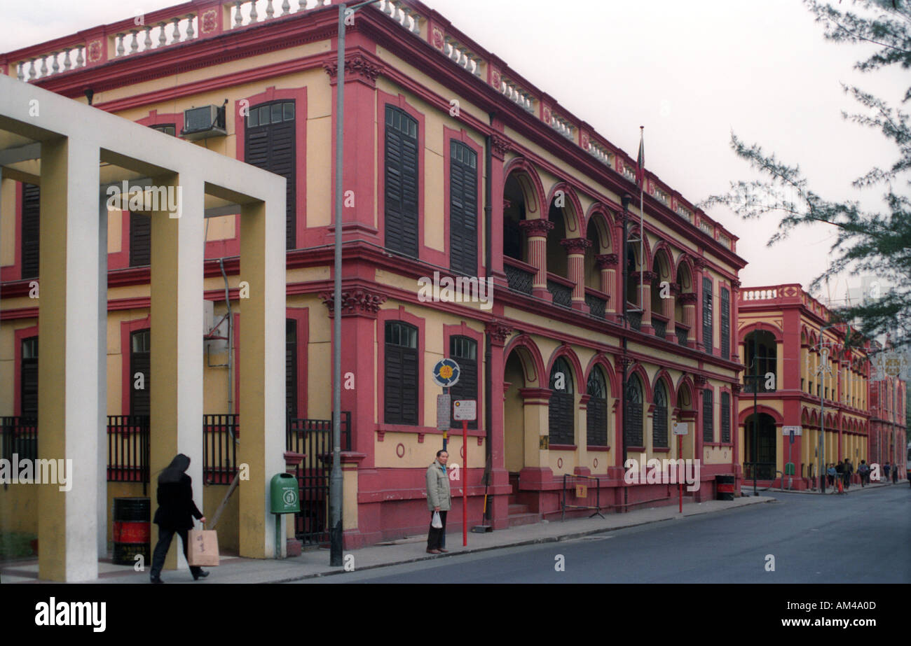 Typical colonial building in Macau China Stock Photo - Alamy