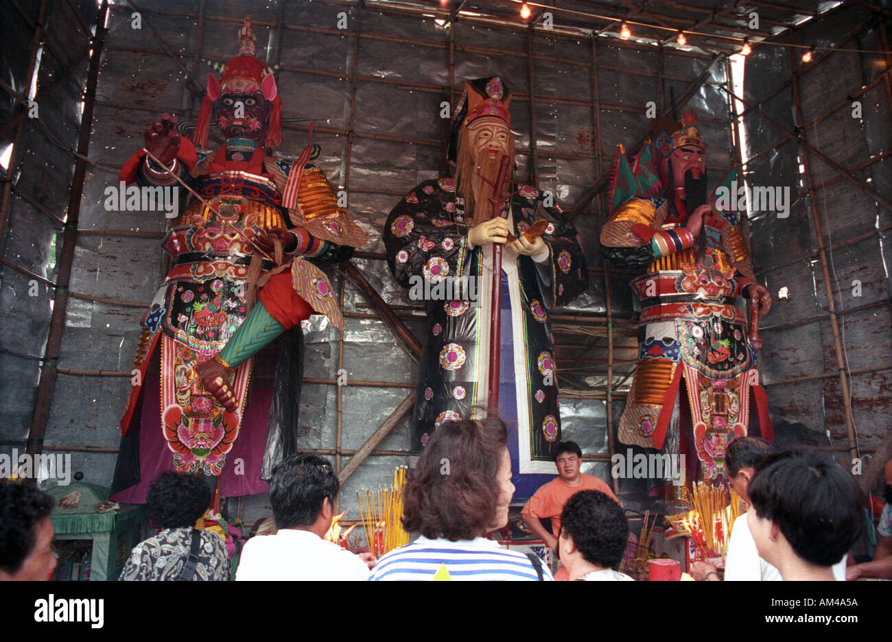 Big paper warrior dolls prepared for the Bun Festival in Cheung Chau ...