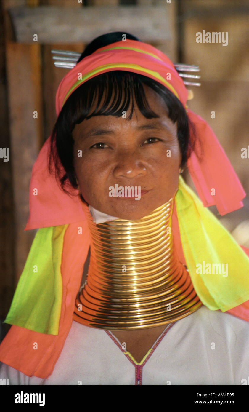 Portrait of a Long Neck woman of the Paduang Karen tribe at Mae Hong ...