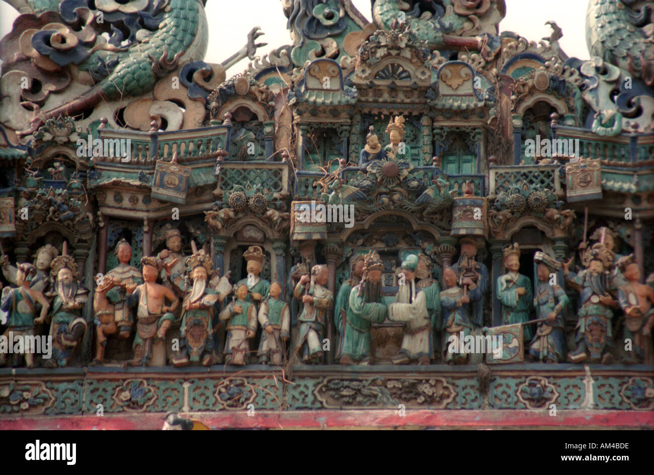Details of religious figurines in a Chinese temple in the chinatown ...
