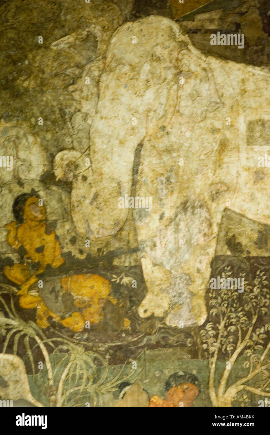 Mural on the wall of a cave, Ajanta, Maharashtra, India Stock Photo - Alamy