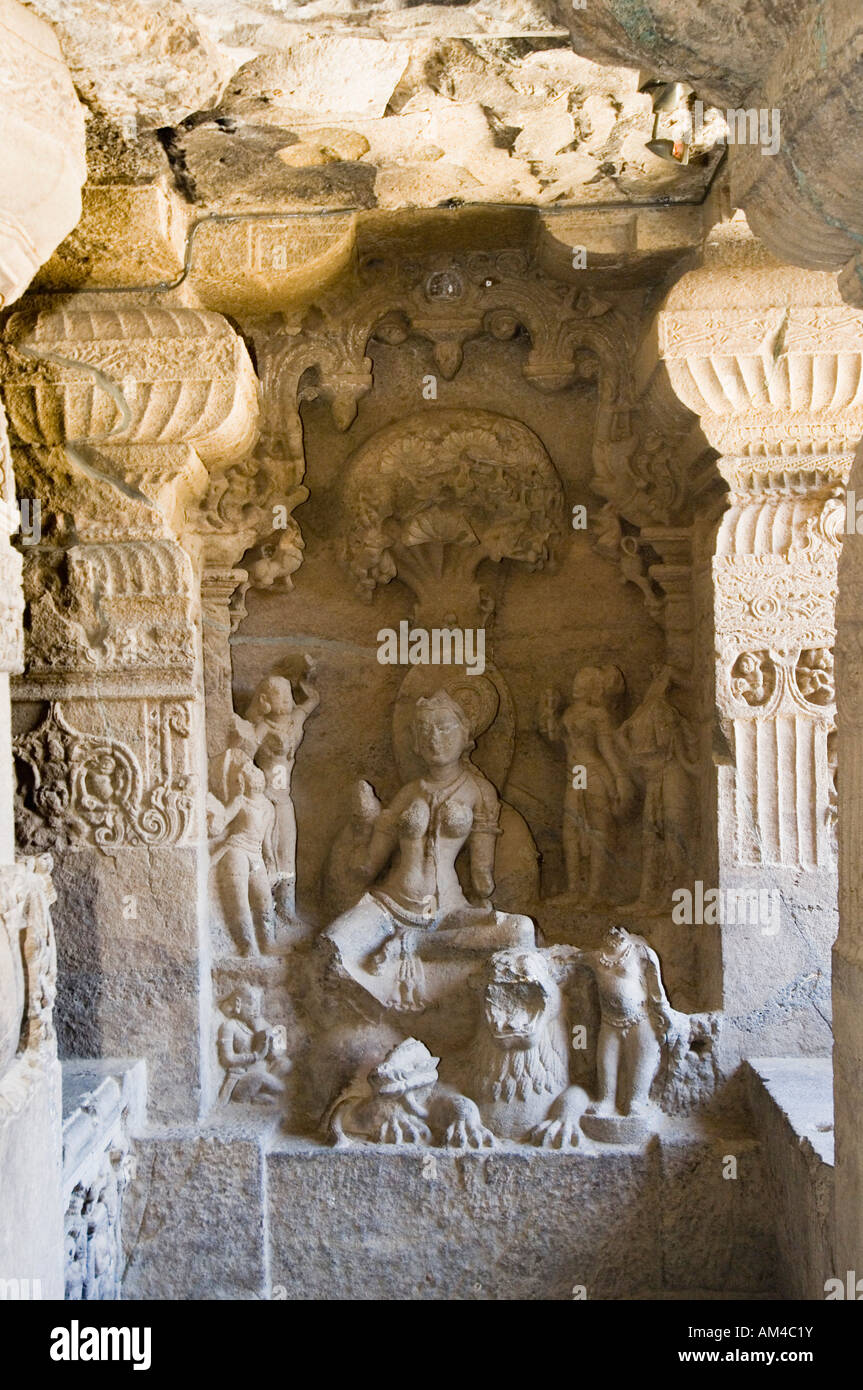 Statues in a cave, Ellora, Aurangabad, Maharashtra, India Stock Photo ...