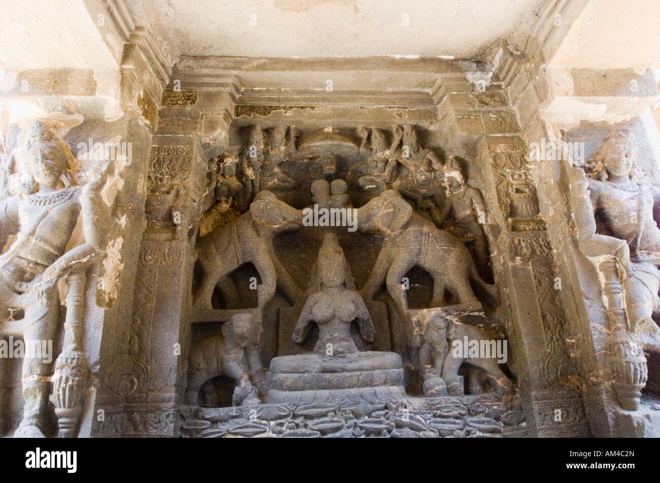Statues in a cave, Ellora, Aurangabad, Maharashtra, India Stock Photo ...