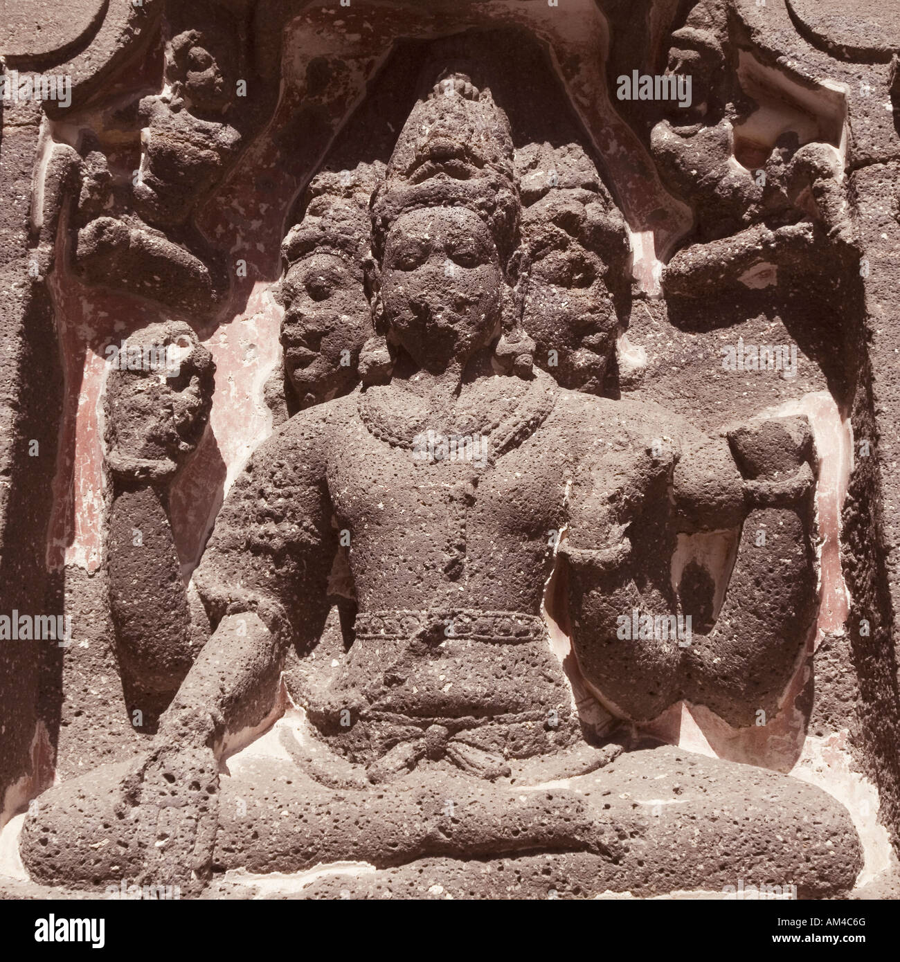 Statues of Hindu gods in a cave, Ellora, Aurangabad, Maharashtra, India ...
