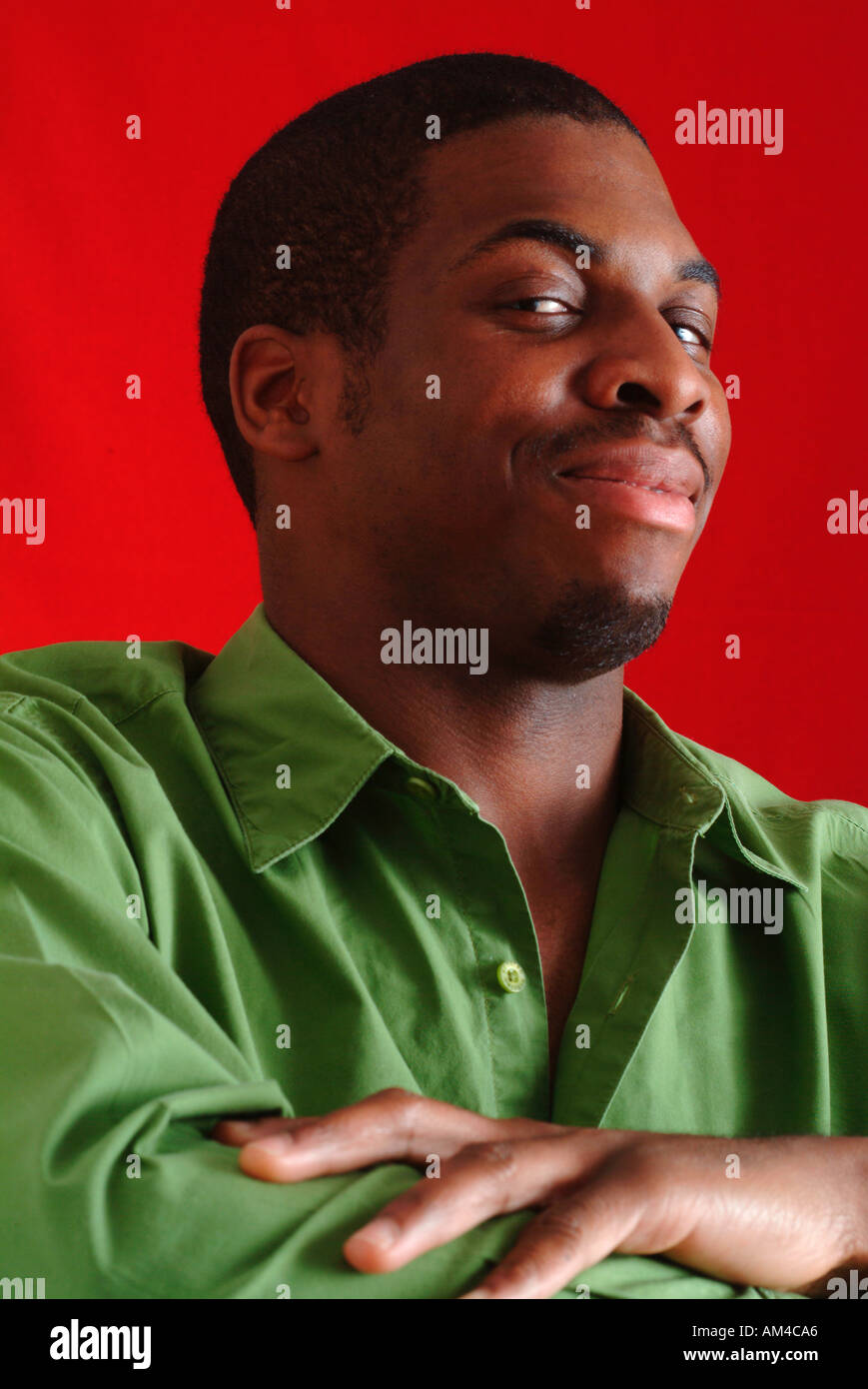 African american man grinning hi-res stock photography and images - Alamy