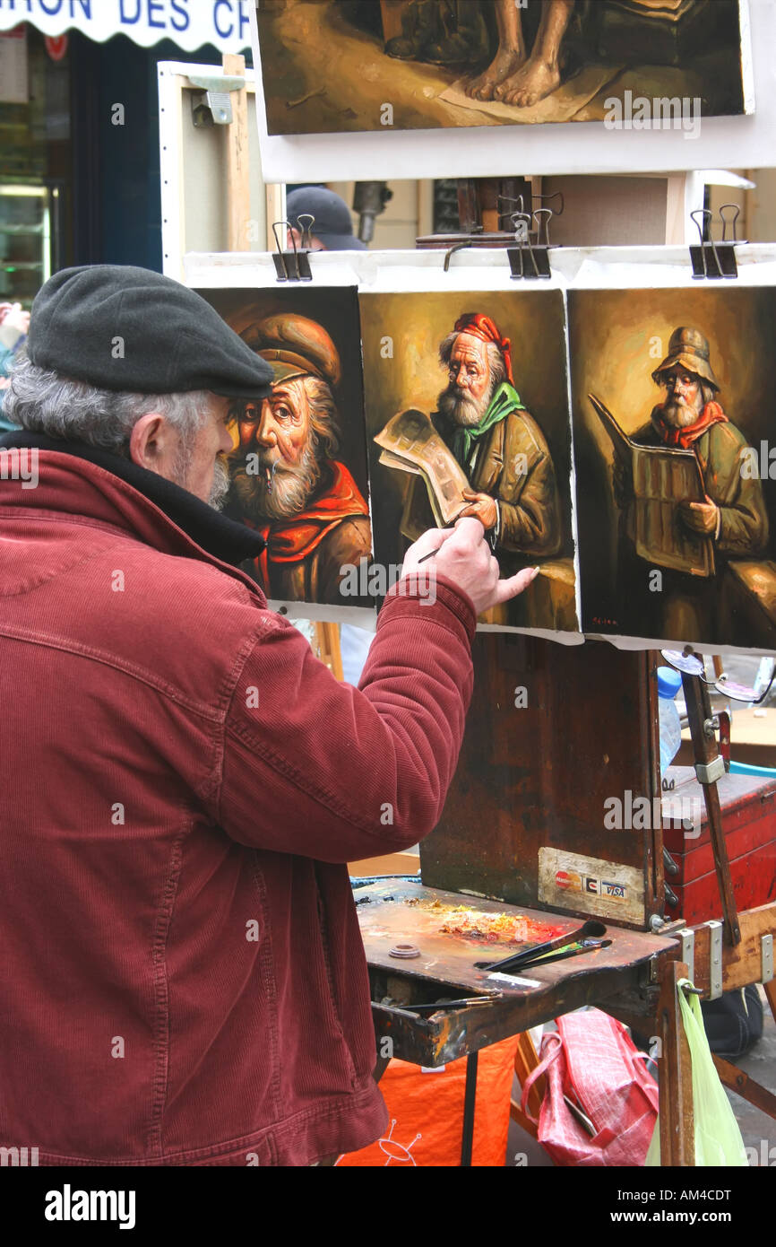 French artist painting in Montmartre, Paris Stock Photo - Alamy