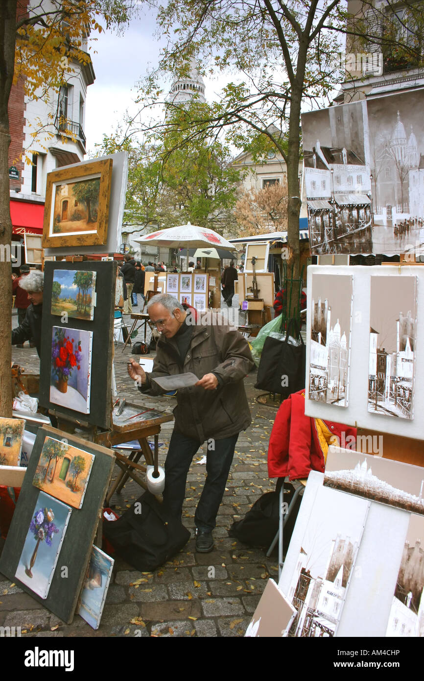 Paintings street scene montmartre paris hi-res stock photography and ...