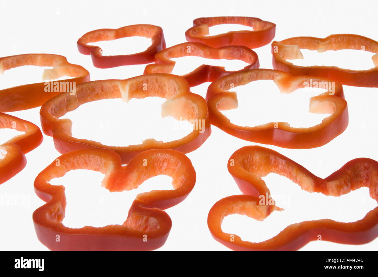 Close-up of red bell pepper slices Stock Photo - Alamy