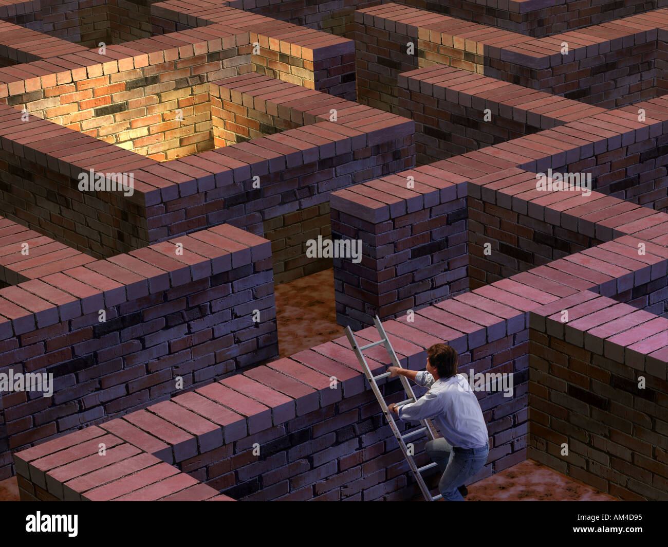 A man comes up with a unique solution to a brick Maze by climbing over ...