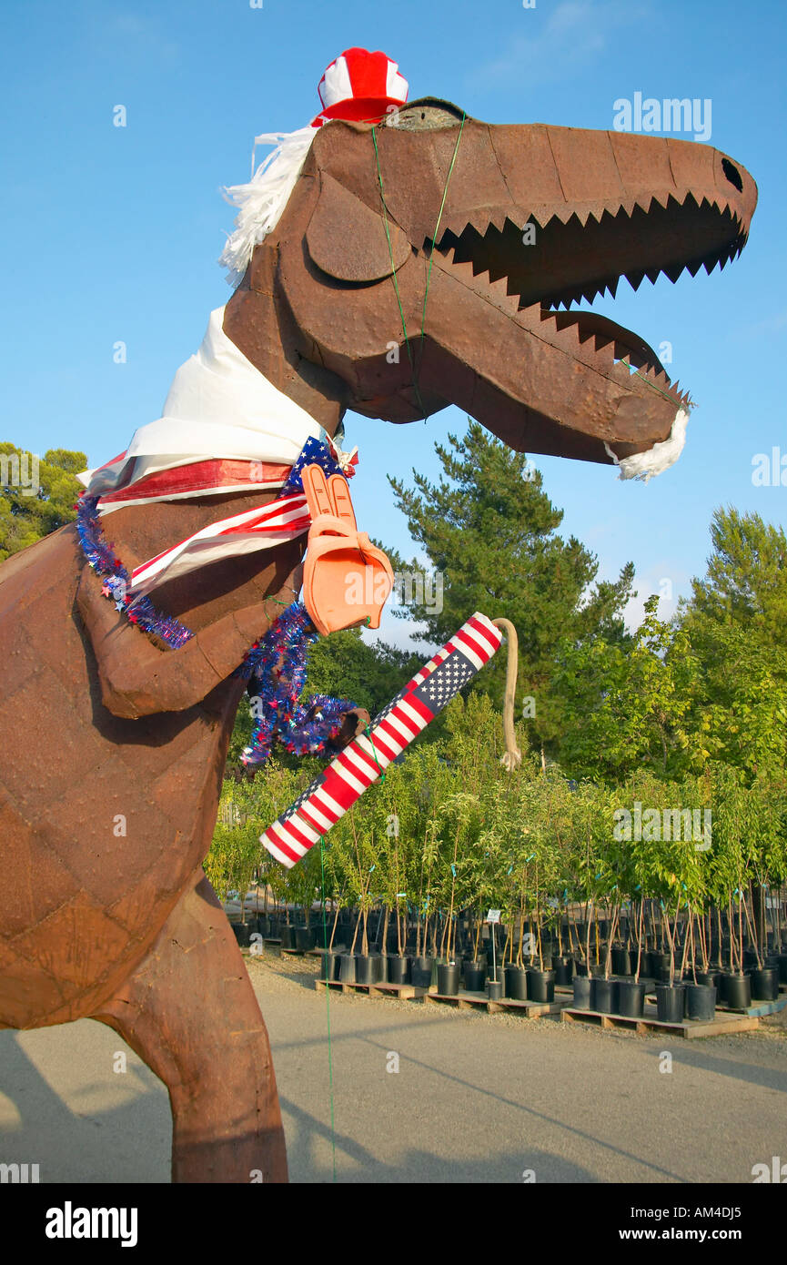Decorated Dinosaur for July 4 Independence Day in Ojai California Stock ...