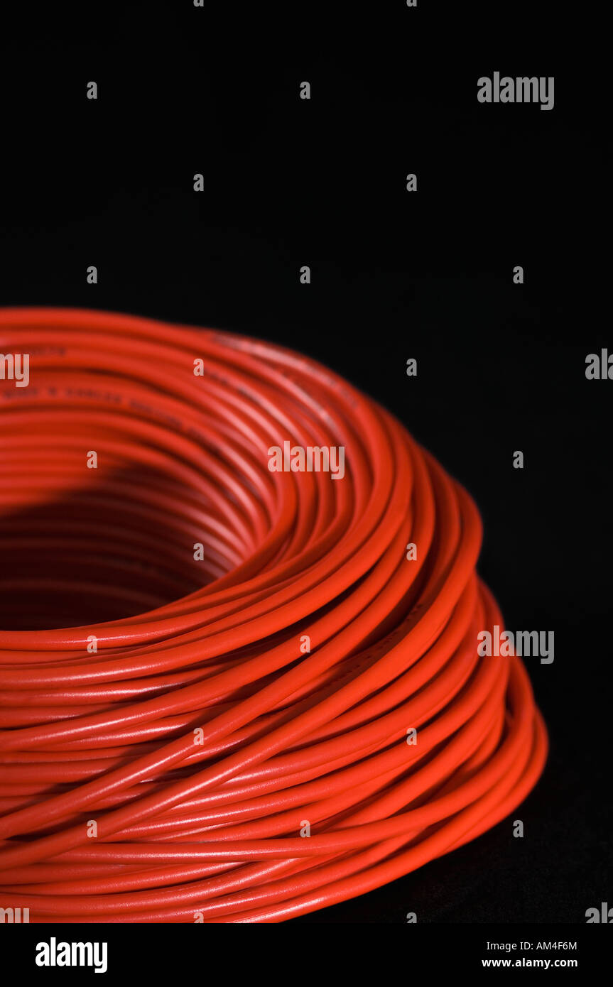 Close-up of a red power cable bundle Stock Photo - Alamy