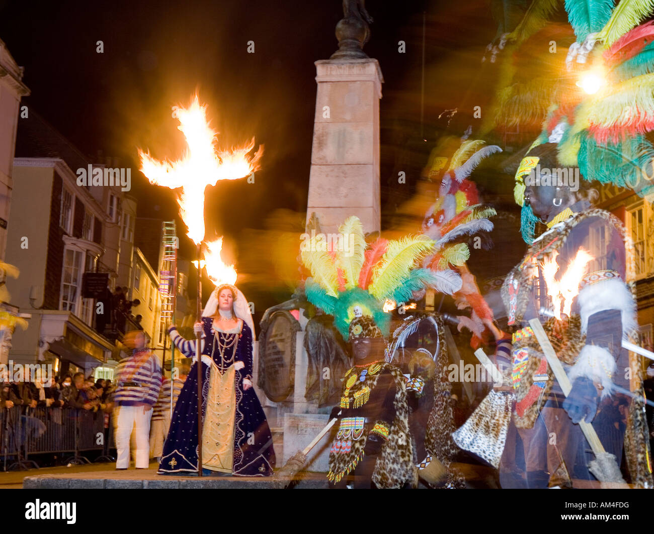 Burning Crosses And Procession Lewes Fire Festival Sussex UK Europe ...