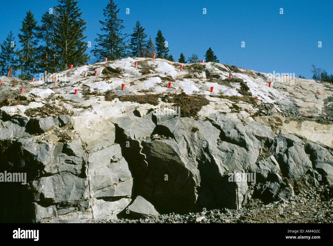 Rock ready for blowing up Stock Photo - Alamy