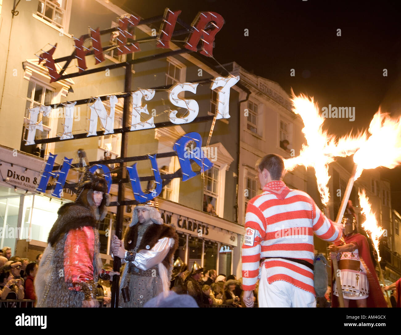 Their Finest Hour Banners And Burning Cross At the Lewes Fire Festival ...