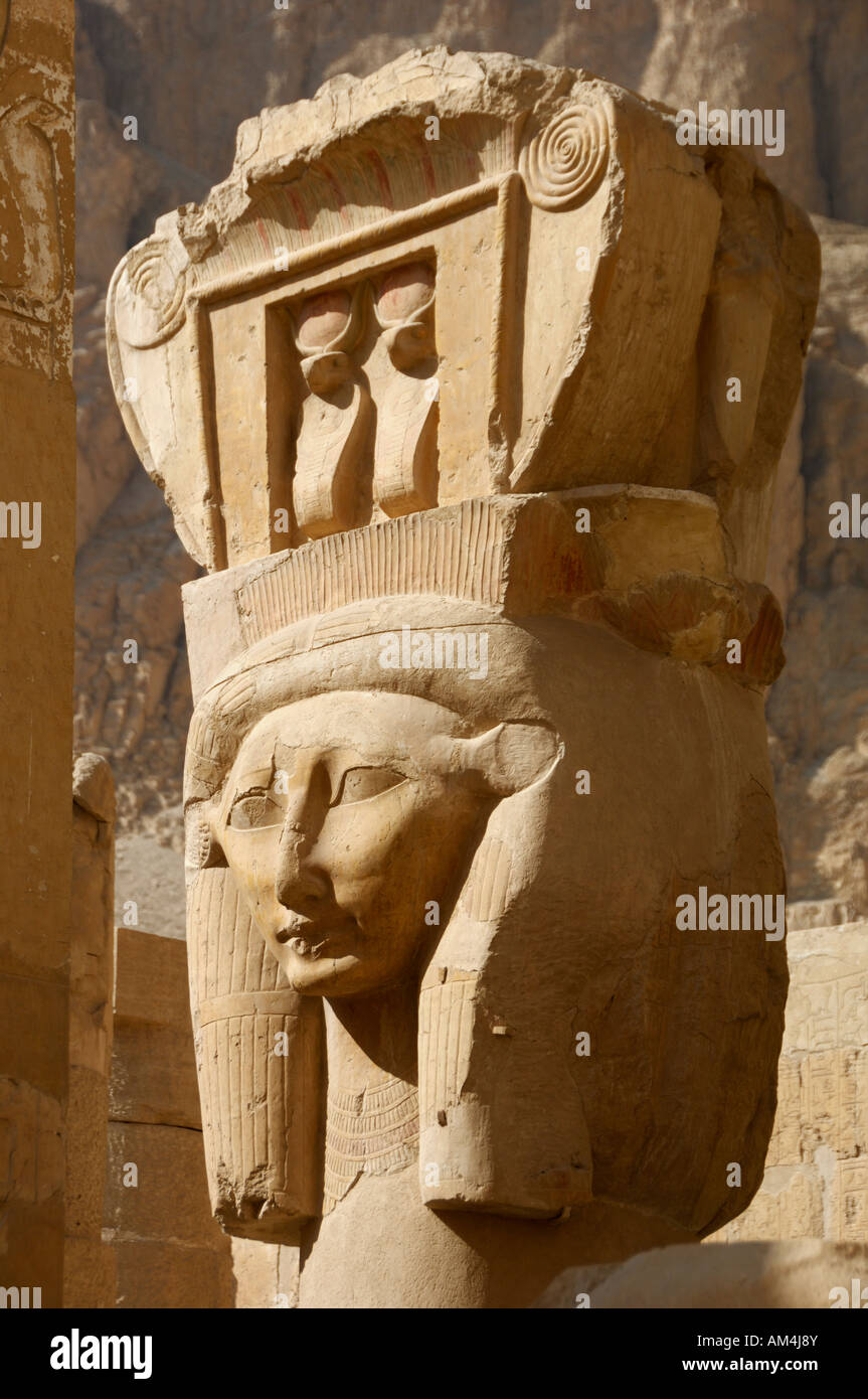 Hathor temple at Hatshepsut temple Egypt North Africa Stock Photo - Alamy